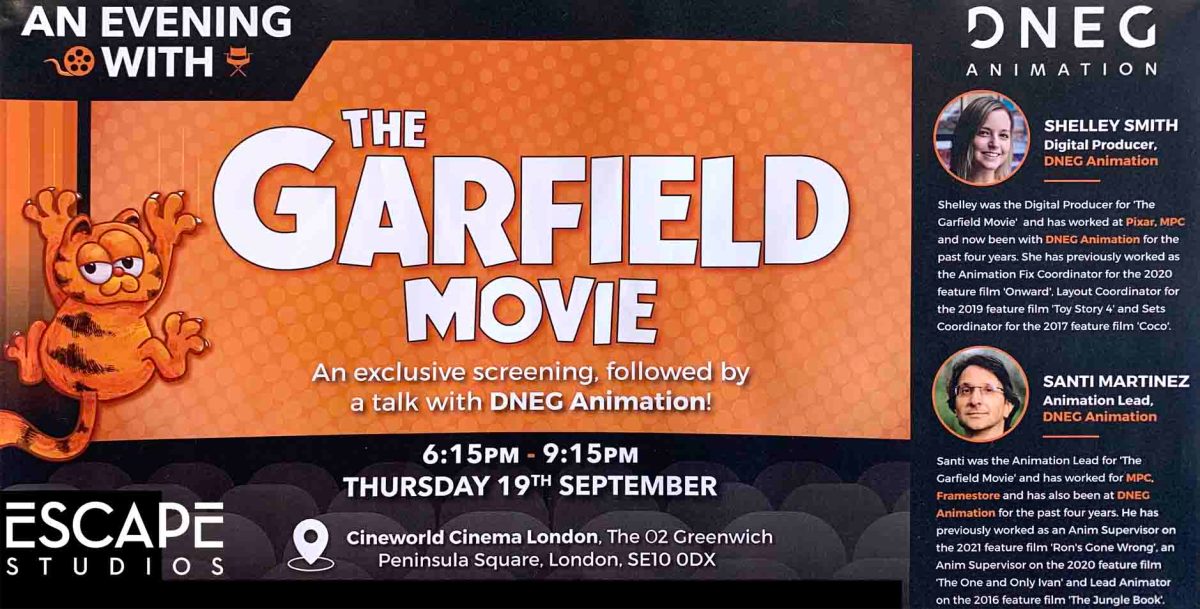 Garfield Screening with DNEG Tonight for our new students – THE ART OF ...
